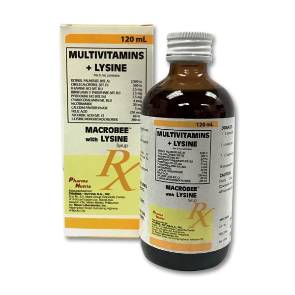 MACROBEE WITH LYSINE Multivitamins / Lysine Syrup 120mL price in the ...